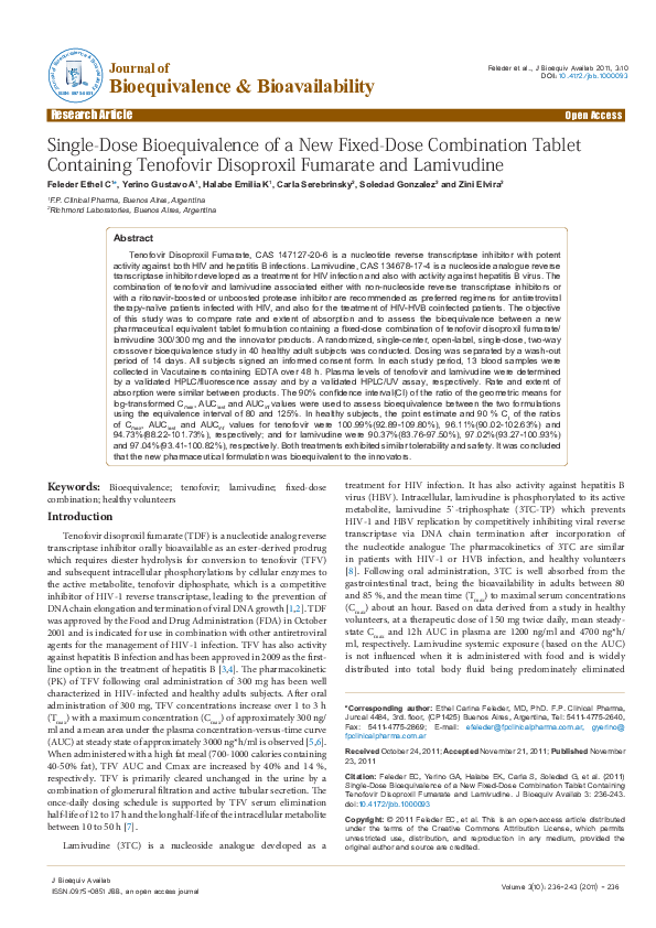 (PDF) Single-Dose Bioequivalence of a New Fixed-Dose Combination Tablet ...