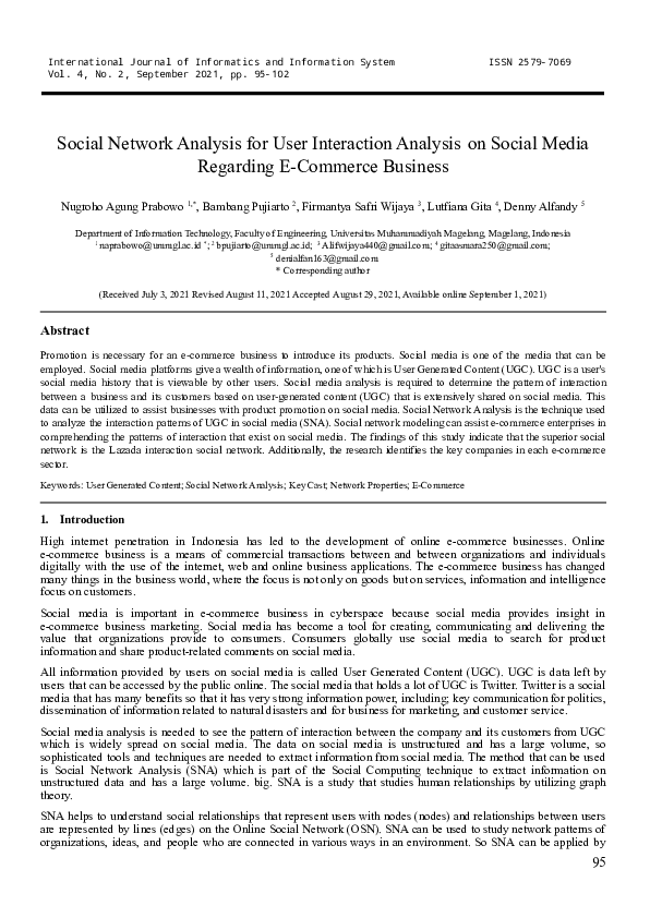 Pdf Social Network Analysis For User Interaction Analysis On Social