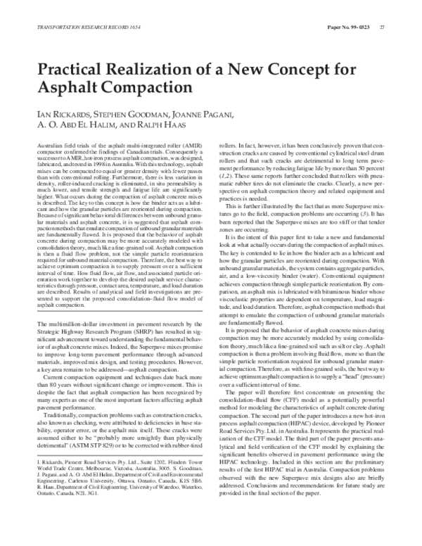 (PDF) Practical Realization of a New Concept for Asphalt Compaction