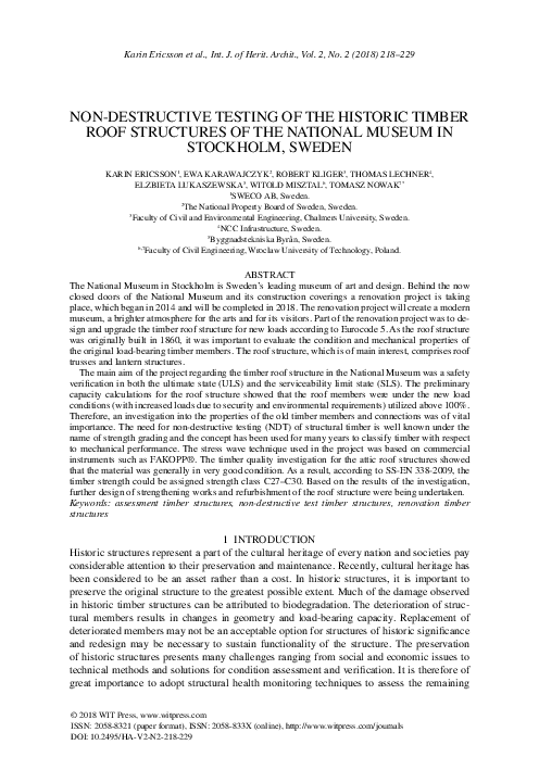 (PDF) Non-destructive testing of the historic timber roof structures of ...