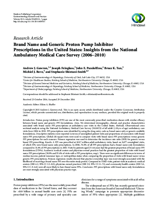 (PDF) Brand name and generic proton pump inhibitor prescriptions in the ...