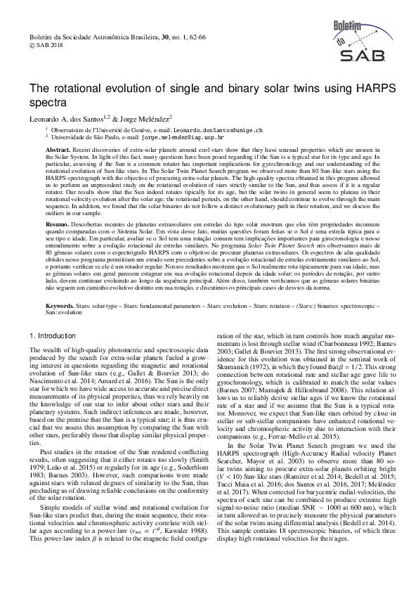 (PDF) The rotational evolution of single and binary solar twins using ...