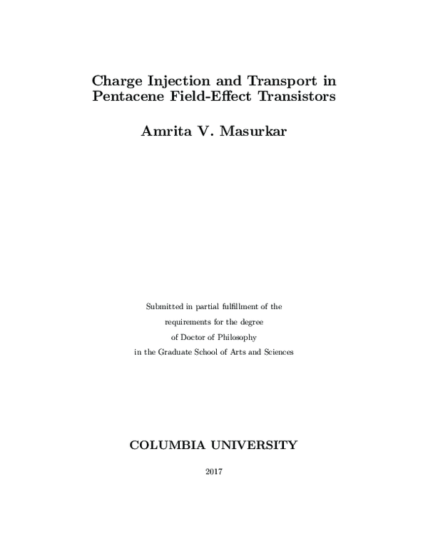 (PDF) Charge Injection and Transport in Pentacene Field-Effect Transistors