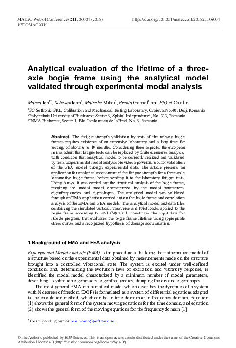 (PDF) Analytical evaluation of the lifetime of a three-axle bogie frame ...