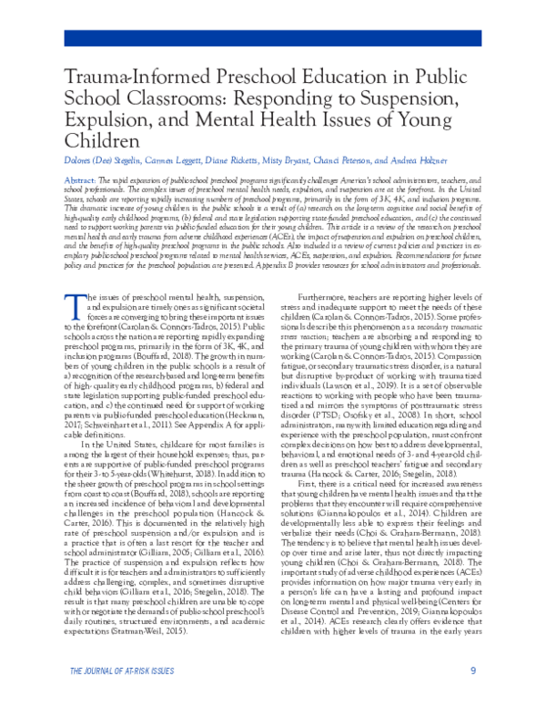 (PDF) Trauma-Informed Preschool Education in Public School Classrooms ...