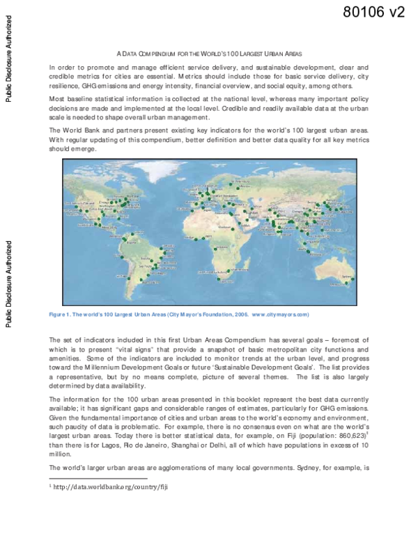 (PDF) A data compendium for the World's 100 largest urban areas