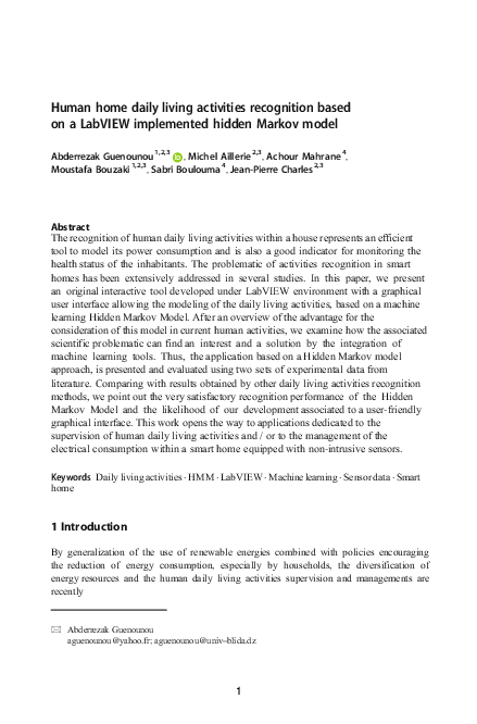 (PDF) Human home daily living activities recognition based on a LabVIEW implemented hidden ...