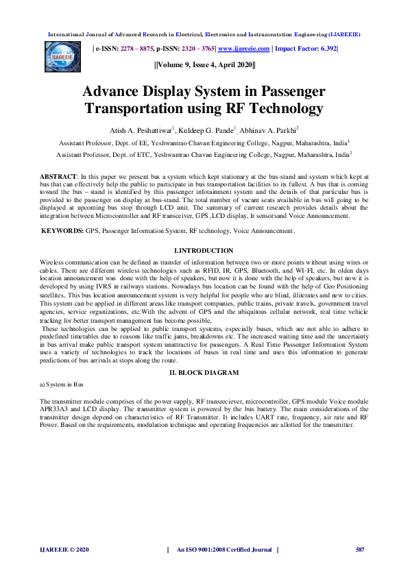 (PDF) RF-Based Passenger Info System for Buses