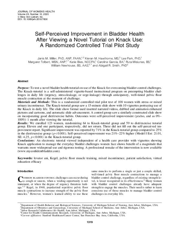 (PDF) Self-Perceived Improvement in Bladder Health After Viewing a ...