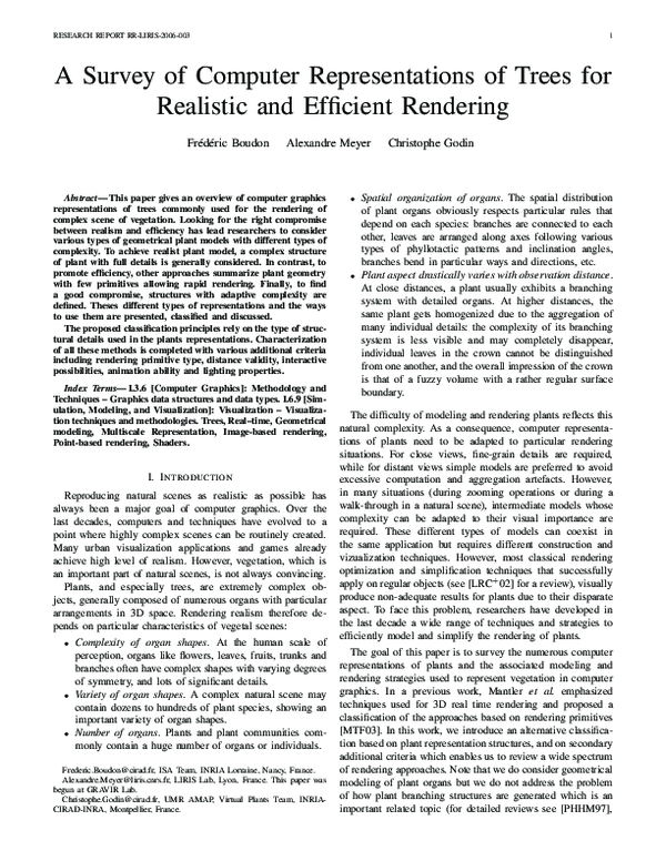 Pdf A Survey Of Computer Representations Of Trees For Realistic And Efficient Rendering
