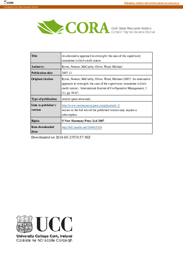 (PDF) An alternative approach to oversight: the case of the supervisory ...