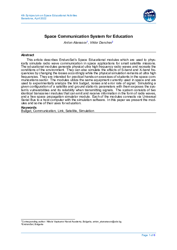 (PDF) Space communication system for education
