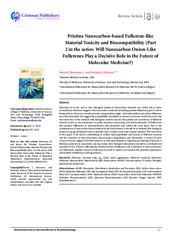 (PDF) Pristine Nanocarbon-based Fullerene-like MaterialToxicity and Biocompatibility (Part 2 in ...