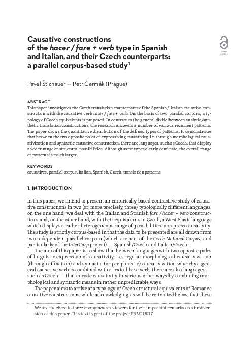 (PDF) Causative constructions of the hacer / fare + verb type in ...