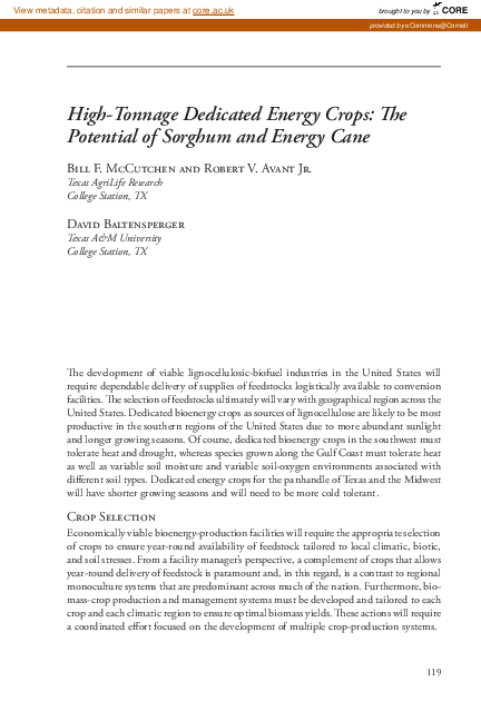 (PDF) High-tonnage dedicated energy crops: the potential of sorghum and ...