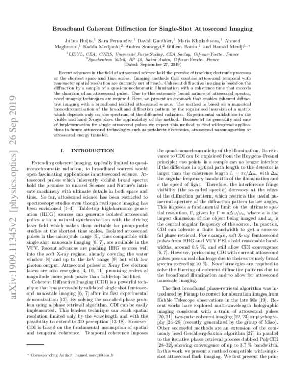 Broadband Coherent Diffraction For Single Shot Imaging