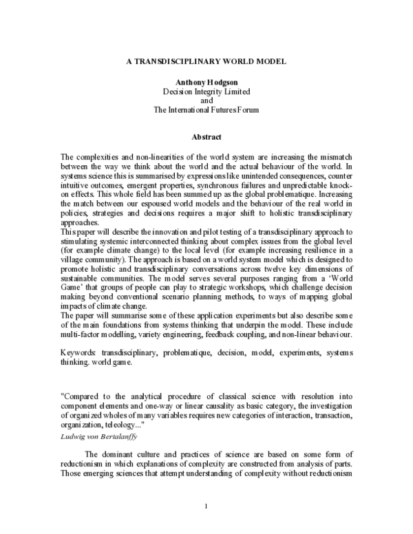 (PDF) The International Futures Forum