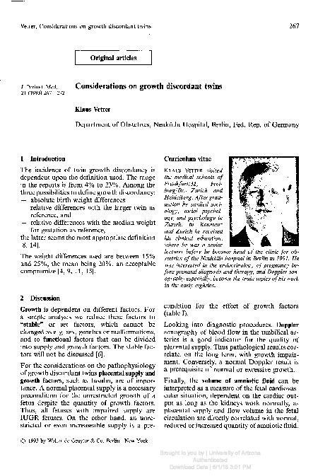 (PDF) Considerations on growth discordant twins