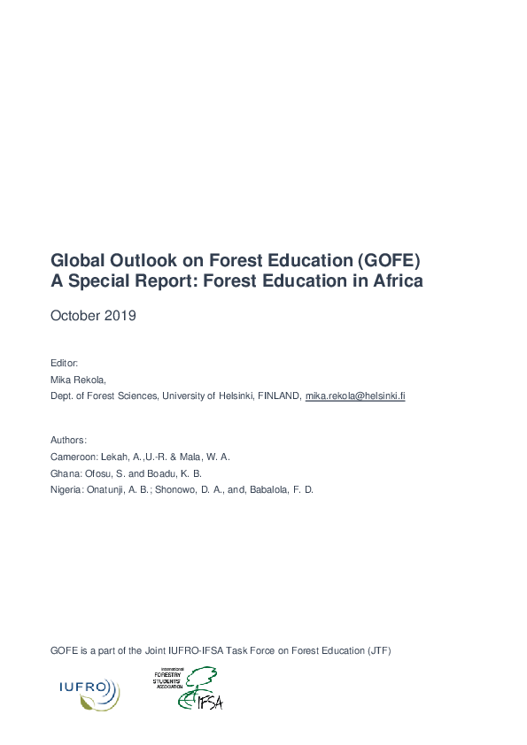 (PDF) Global Outlook on Forest Education (GOFE): A Special Report ...