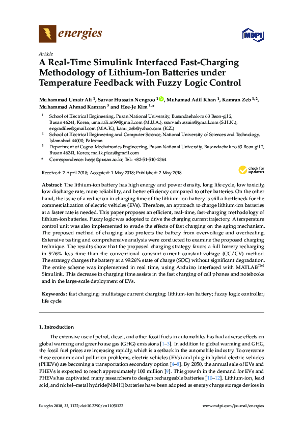 (PDF) A Real-Time Simulink Interfaced Fast-Charging Methodology of Lithium-Ion Batteries under ...