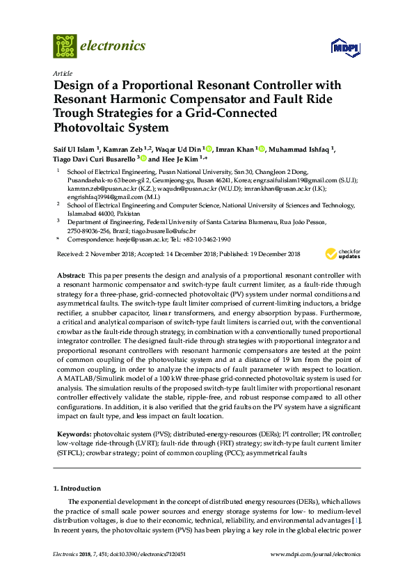 (PDF) Design of a Proportional Resonant Controller with Resonant Harmonic Compensator and Fault ...