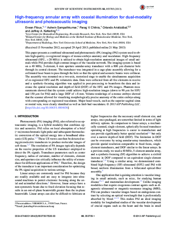 (PDF) High-frequency annular array with coaxial illumination for dual ...