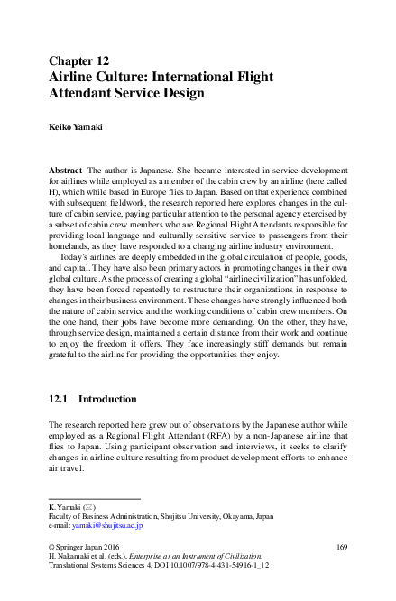 (PDF) Airline Culture: International Flight Attendant Service Design