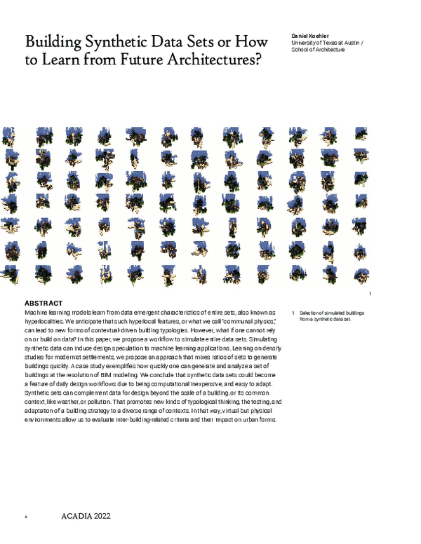 (PDF) Building Synthetic Data Sets or How to Learn from Future Architectures?