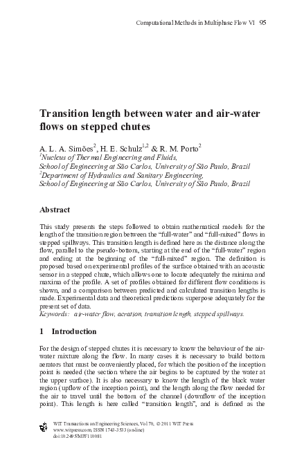 (PDF) Transition length between water and air-water flows on stepped chutes