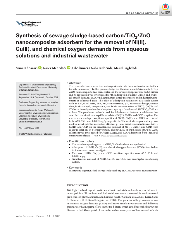 (PDF) Synthesis of sewage sludge‐based carbon/TiO2/ZnO nanocomposite ...