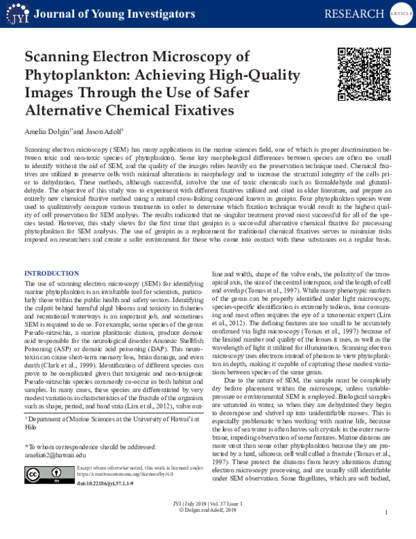 (PDF) Scanning Electron Microscopy of Phytoplankton: Achieving High ...