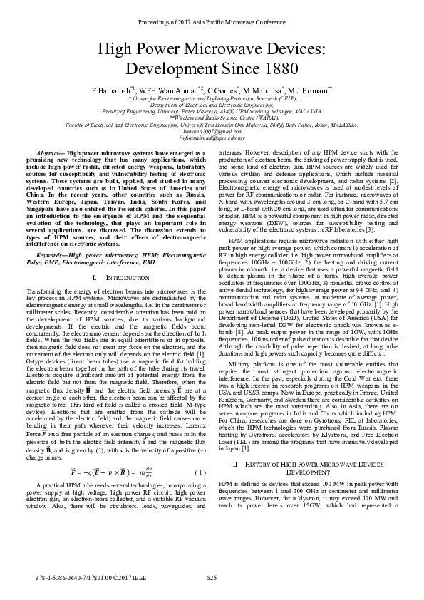 (PDF) High power microwave devices: Development since 1880