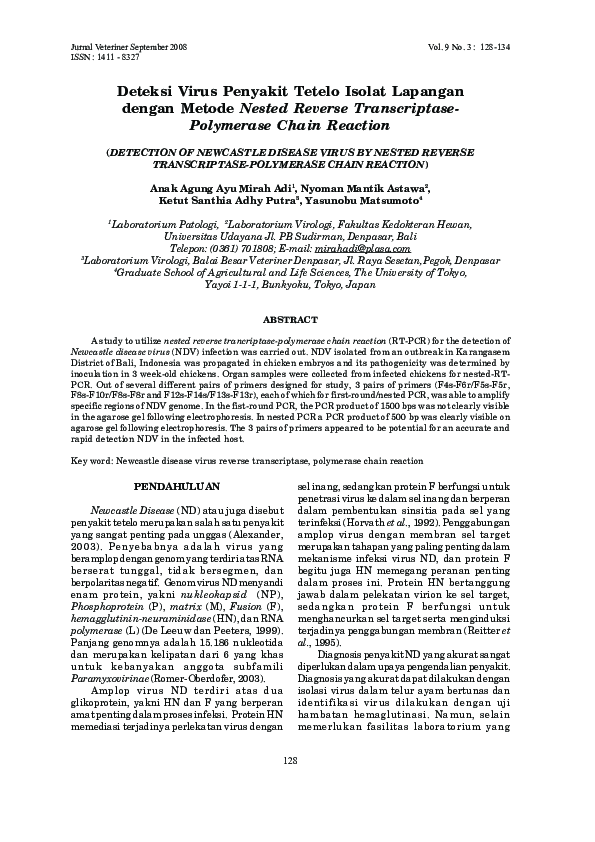 (PDF) Detection of Newcastle Disease Virus by Nested Reverse ...