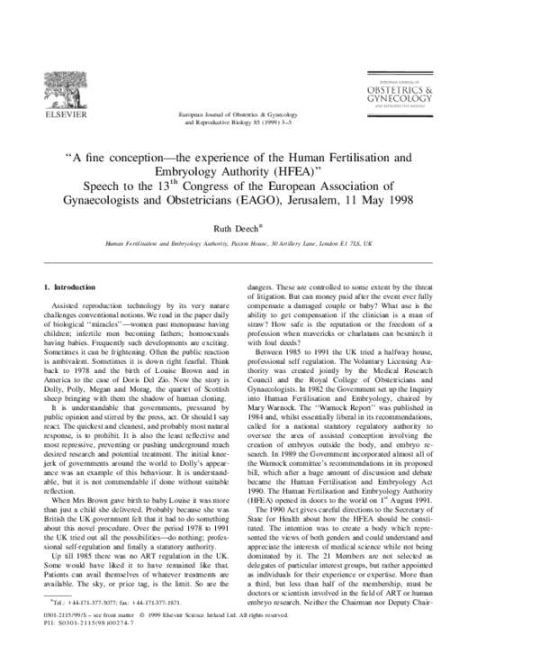 (PDF) “A fine conception—the experience of the Human Fertilisation and ...