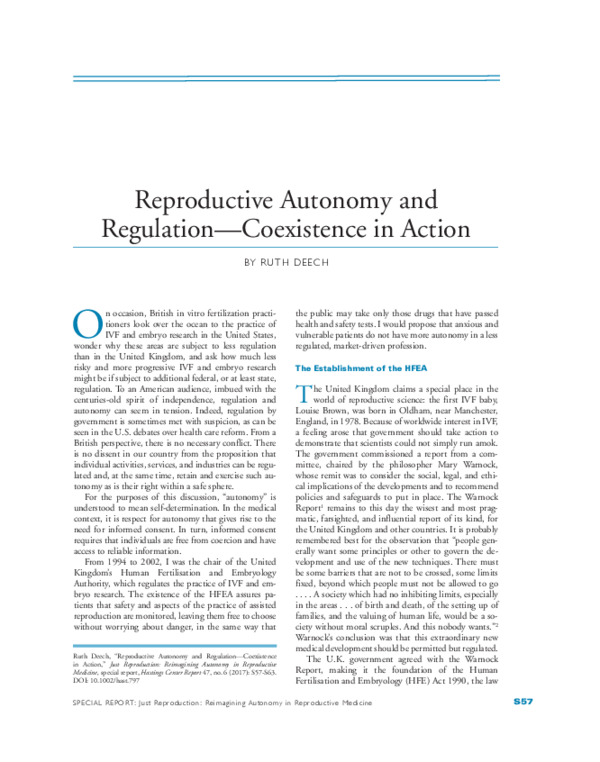 (PDF) Reproductive Autonomy and Regulation-Coexistence in Action | Ruth ...