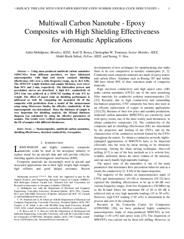 (PDF) Multiwall Carbon Nanotube–Epoxy Composites With High Shielding ...