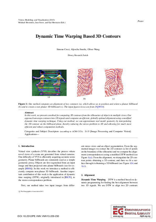 (PDF) Dynamic Time Warping Based 3D Contours