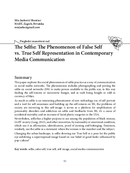 (PDF) The Selfie: The Phenomenon of False Self vs. True Self ...