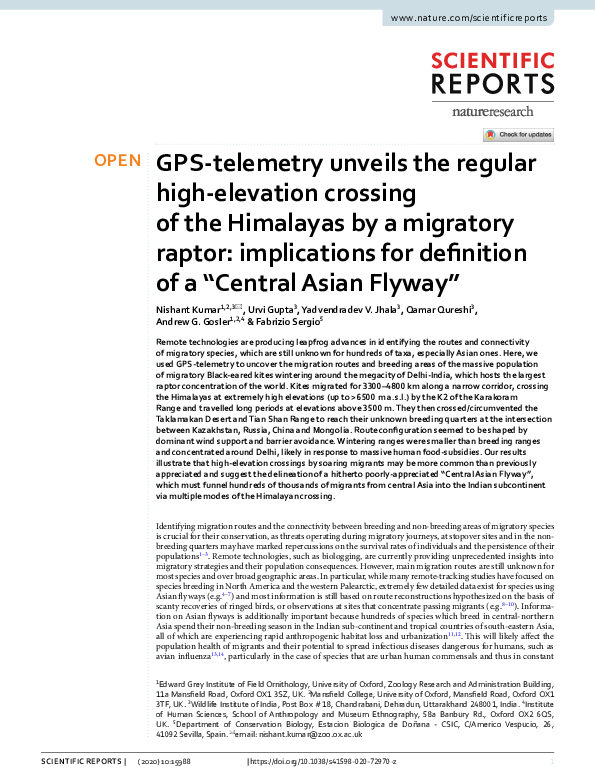 (PDF) GPS-telemetry unveils the regular high-elevation crossing of the ...