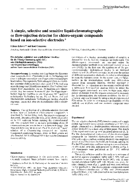 Pdf A Simple Selective And Sensitive Liquid Chromatographic Or Flow Injection Detector For