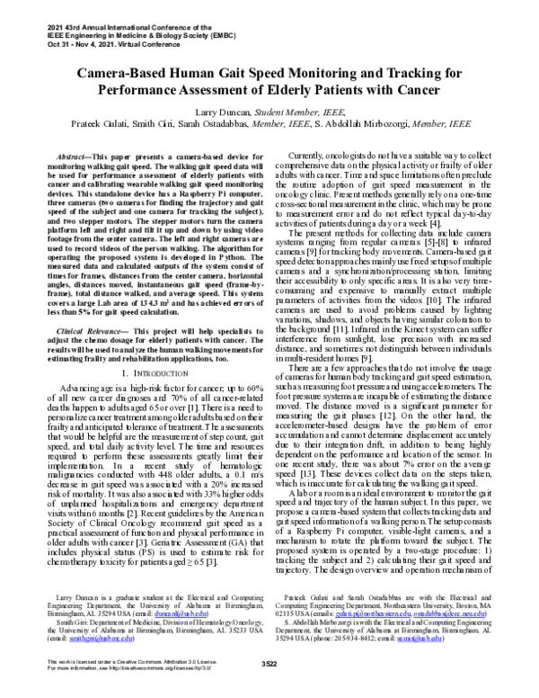 (PDF) Camera-Based Human Gait Speed Monitoring and Tracking for ...