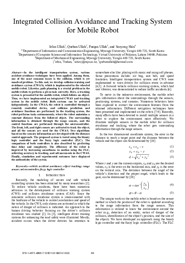 (PDF) Integrated collision avoidance and tracking system for mobile robot