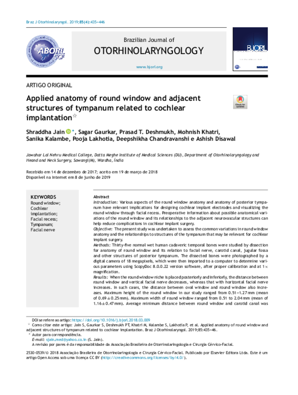 (PDF) Applied anatomy of round window and adjacent structures of ...