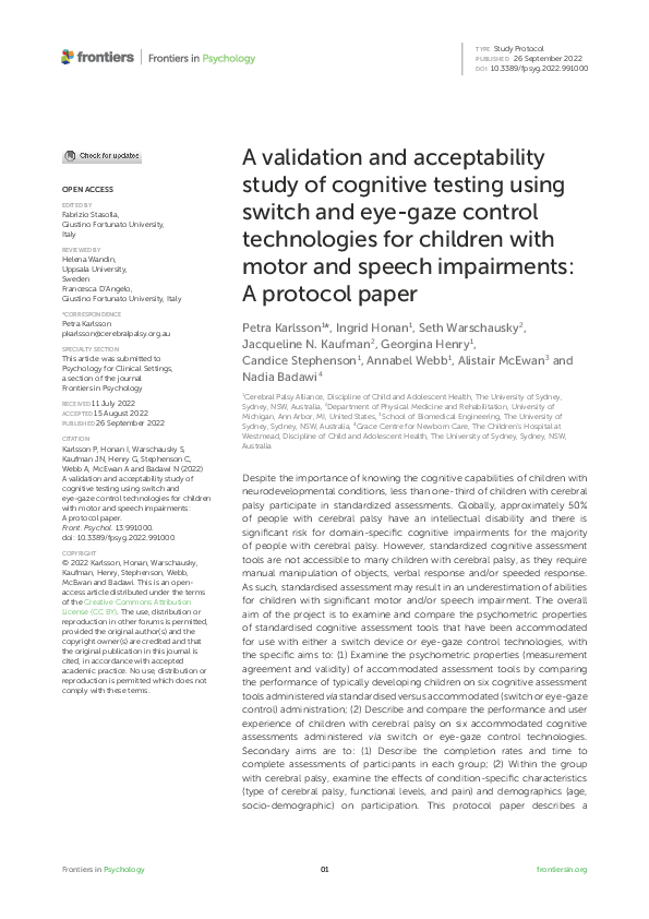 (PDF) A validation and acceptability study of cognitive testing using ...