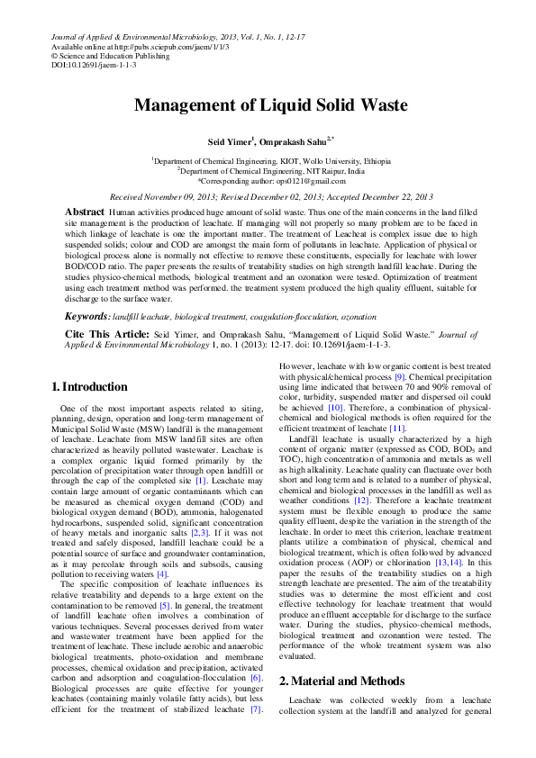 (PDF) Management of Liquid Solid Waste