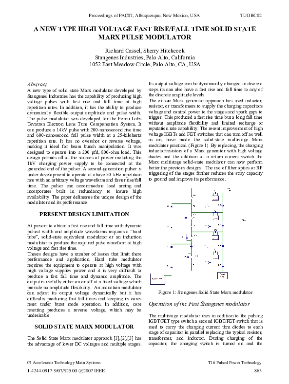 (PDF) High Voltage Fast Rise Solid State Modulator