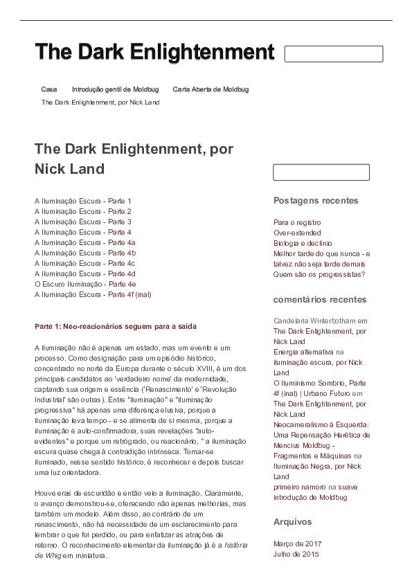 (PDF) The Dark Enlightenment, por Nick Land