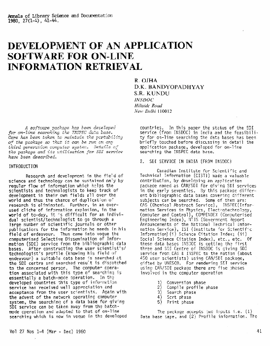 (PDF) Development of an application software for on-line information retrieval