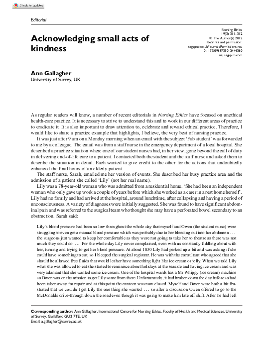 (PDF) Professional dignity in nursing in clinical and community workplaces