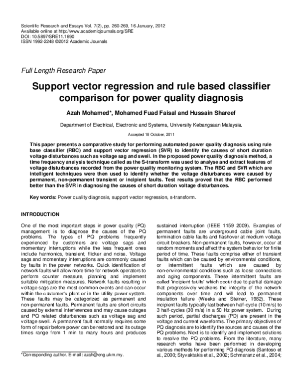 Pdf Support Vector Regression And Rule Based Classifier Comparison